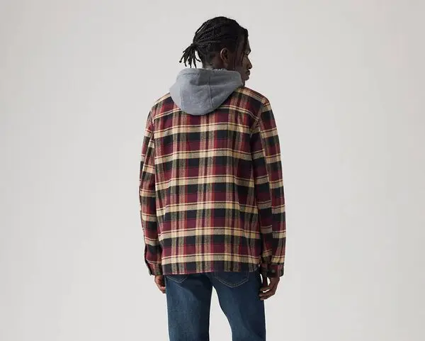 LEVI'S Cotton Plaid Sherpa Lined Shacket