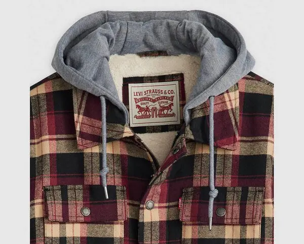 LEVI'S Cotton Plaid Sherpa Lined Shacket