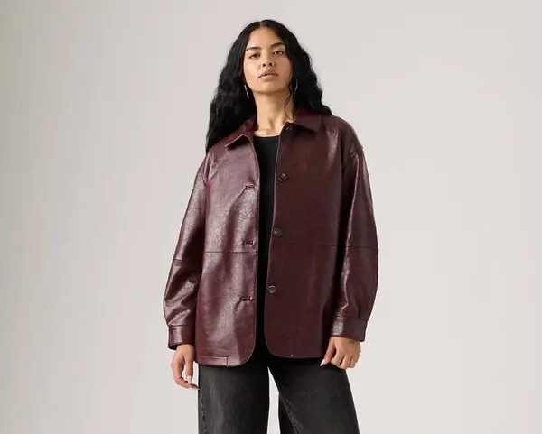 LEVI'S Faux Leather Vintage Blazer - Oxblood