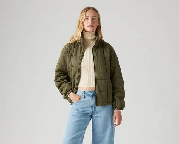 LEVI'S Box Quilted Relaxed Cotton Jacket - Olive Night