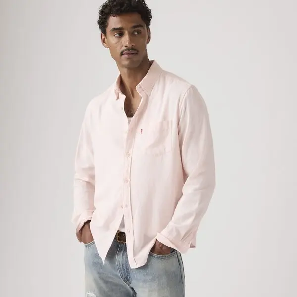 LEVI'S Sunset One Pocket Standard Fit Cotton Linen Shirt - Crystal Pink Cotton Linen