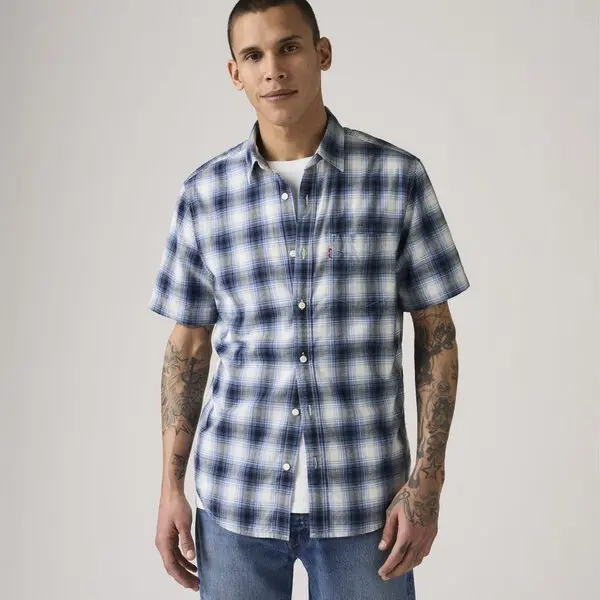 LEVI'S Short-sleeve Classic Standard Fit Shirt - Sydney Plaid Quiet Harbor