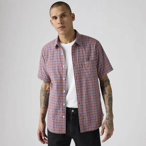 LEVI'S Short-sleeve Classic Standard Fit Shirt - Landon Plaid Henna