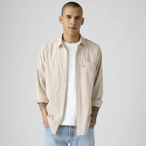 LEVI'S Classic One Pocket Standard Fit Shirt - Susannah Plaid White Pepper