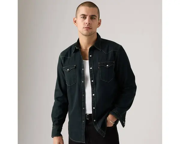 LEVI'S Barstow Western Denim Shirt - Beautiful Ash Washed Black
