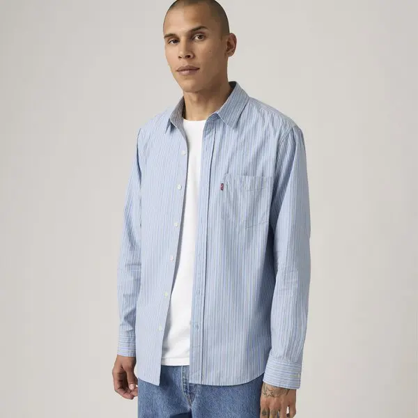 LEVI'S Sunset One Pocket Standard Fit Shirt - Erica Stripe Soft Chambray Poplin