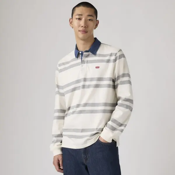 LEVI'S Classic Long-sleeve Rugby Shirt - Timmothy Stripe Egret