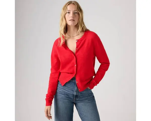 LEVI'S Supersoft Crewneck Cardigan - True Red