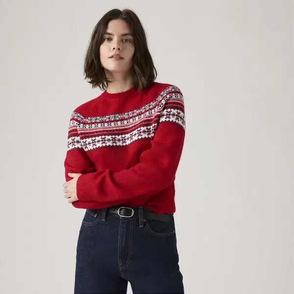 LEVI'S Lou Fairisle Crew Sweater - True Red