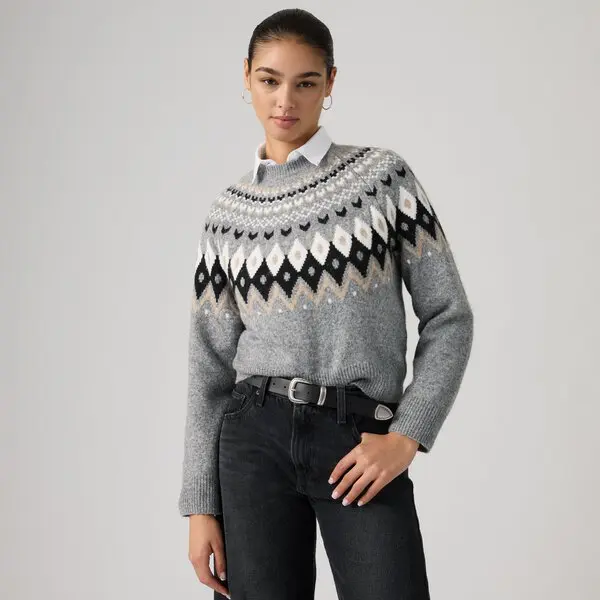 LEVI'S Lou Fairisle Crew Sweater - Heather Gray