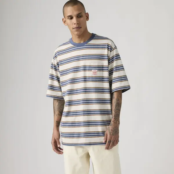 LEVI'S Short-sleeve Workwear T-shirt - Caspian Stripe White