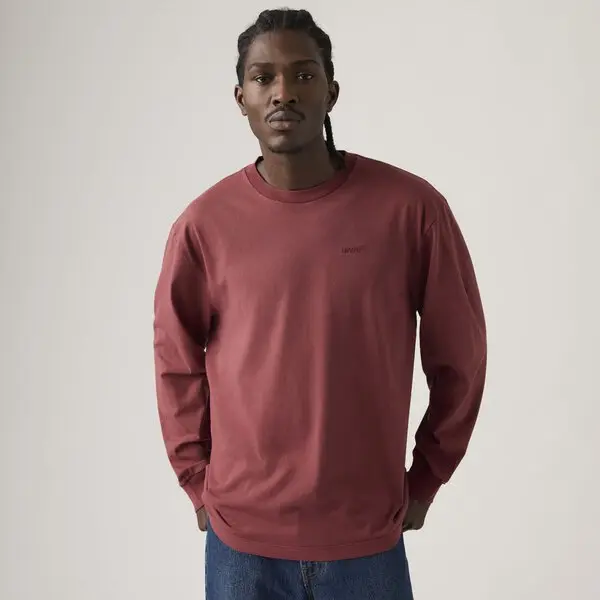 LEVI'S Authentic Long-sleeve Garment Dye T-shirt - Garment Dye Oxblood Red