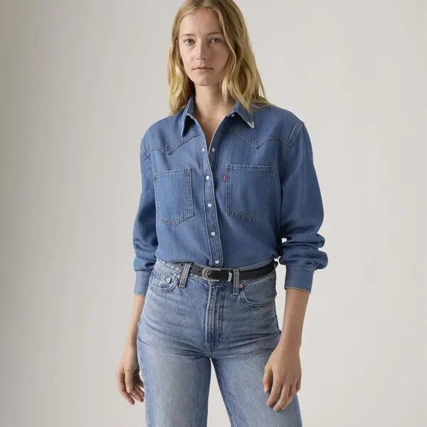 LEVI'S Teodora Metal Tipped Western Shirt Chambray - Going Steady Tipped