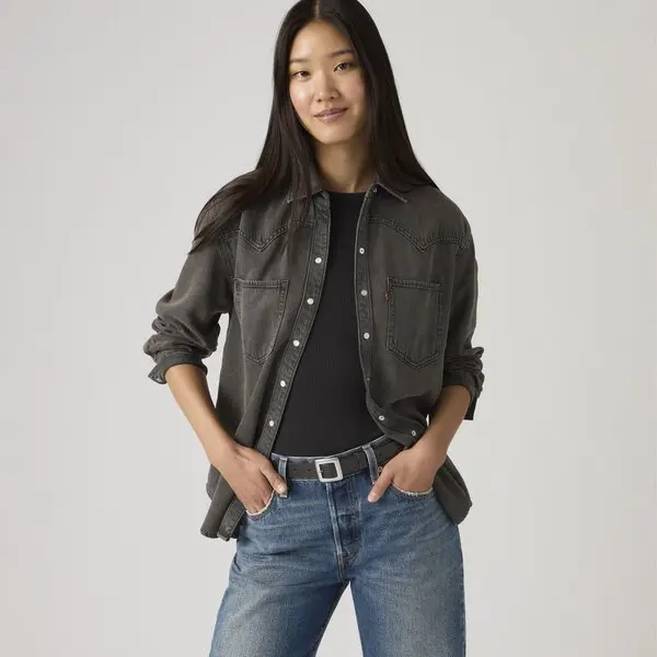 LEVI'S Teodora Western Shirt Chambray - Chipped Black Oyster