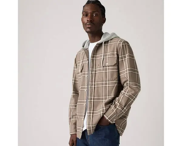 LEVI'S Plaid Hooded Classic Worker Shirt - Claude Plaid Fungi