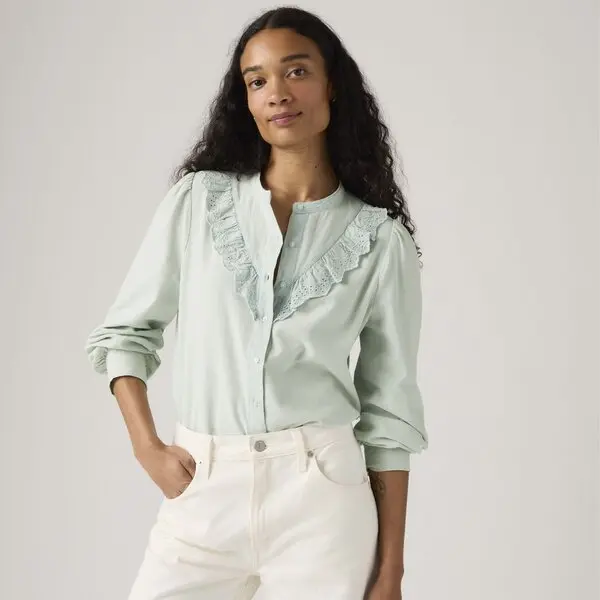 LEVI'S Jane Eyelet Blouse - Blue Light Chambray