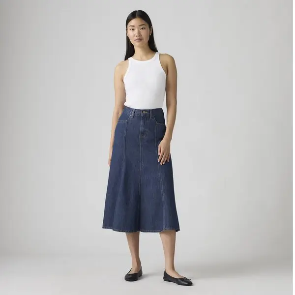 LEVI'S Fit And Flare Midi Skirt - Ninth Life Stonewash