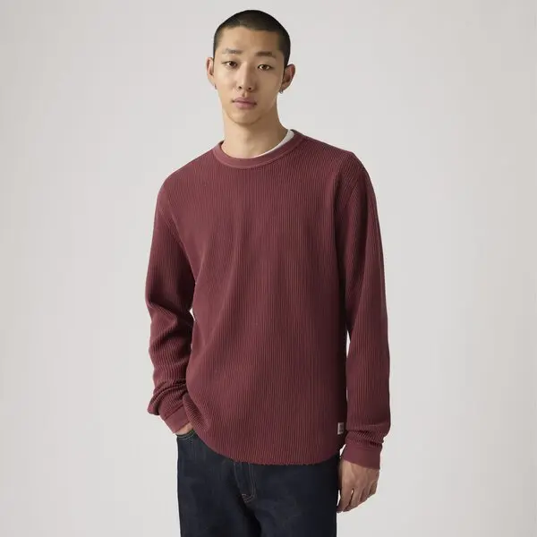 LEVI'S Long-sleeve Relaxed Thermal Garment Dye Shirt - Garment Dye Oxblood Red