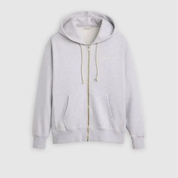LEVI'S Authentic Full Zip Garment Dye Sweatshirt - Light Grey Heather