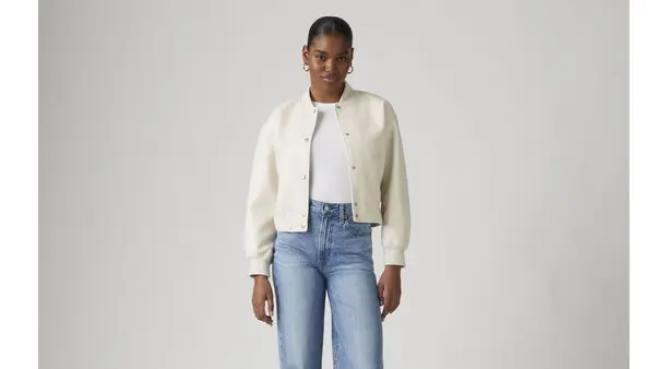 LEVI'S Faux Leather Varsity Bomber Jacket - White
