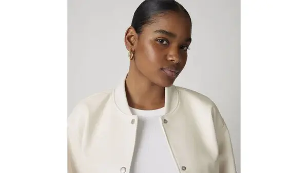 LEVI'S Faux Leather Varsity Bomber Jacket - White