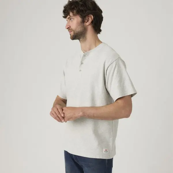 LEVI'S Short-sleeve Dry Goods Henley - Light Heather Grey
