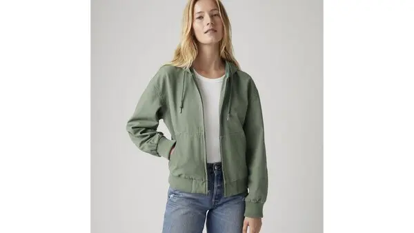 LEVI'S Relaxed Hooded Bomber Jacket - Light Green