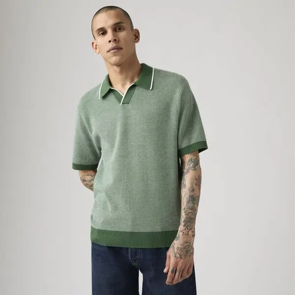 LEVI'S Skipper Knit Polo Shirt - Dark Green