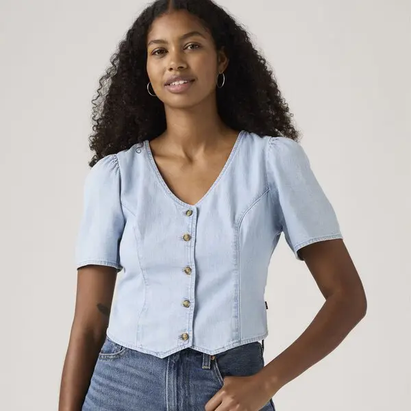 LEVI'S Moxie Short-sleeve Denim Blouse - Soft As Butter