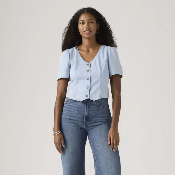 LEVI'S Moxie Short-sleeve Denim Blouse - Soft As Butter