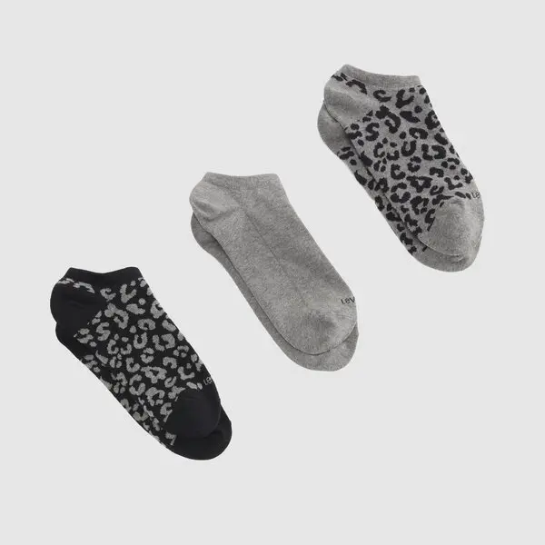 LEVI'S Low Cut Leopard Socks - Black Gold