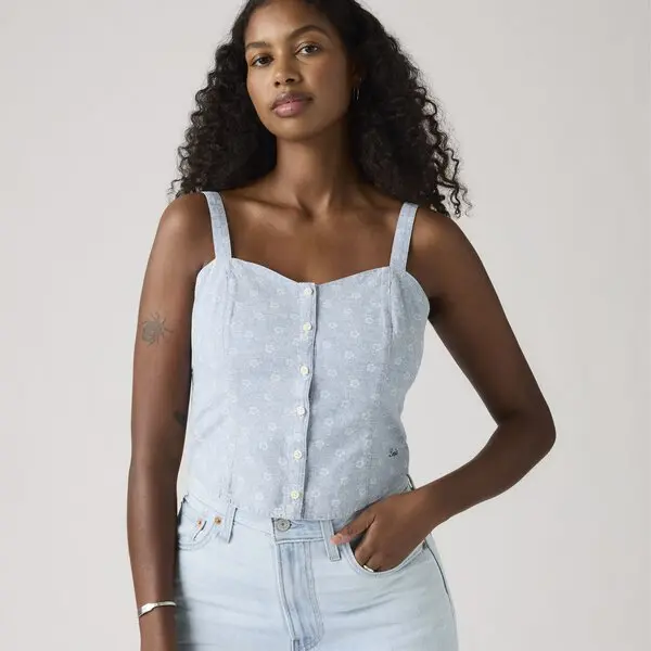LEVI'S Adore Bustier Top - Blue Indigo Floral