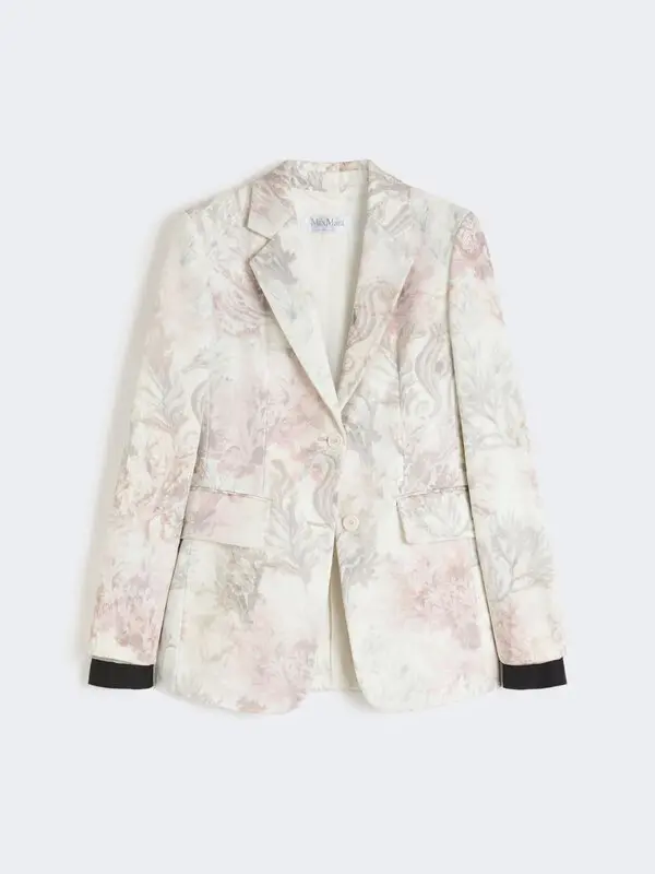 Max Mara Slim-fit Blazer In Printed Organza And Gabardine - White