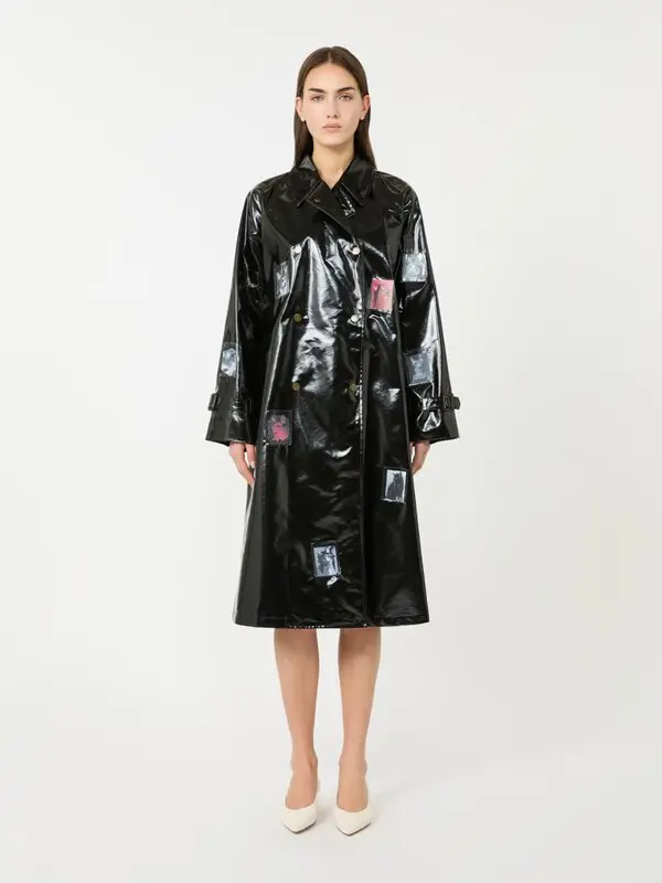 Max Mara Vinyl-effect Gabardine Midi Trench Coat