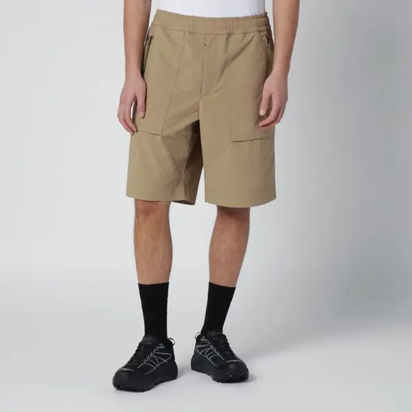 Moncler Technical Froissé Bermuda Shorts - Beige