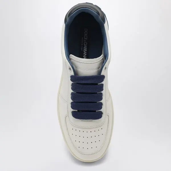 Dolce & Gabbana Portofino Leather And Denim Sneakers - White