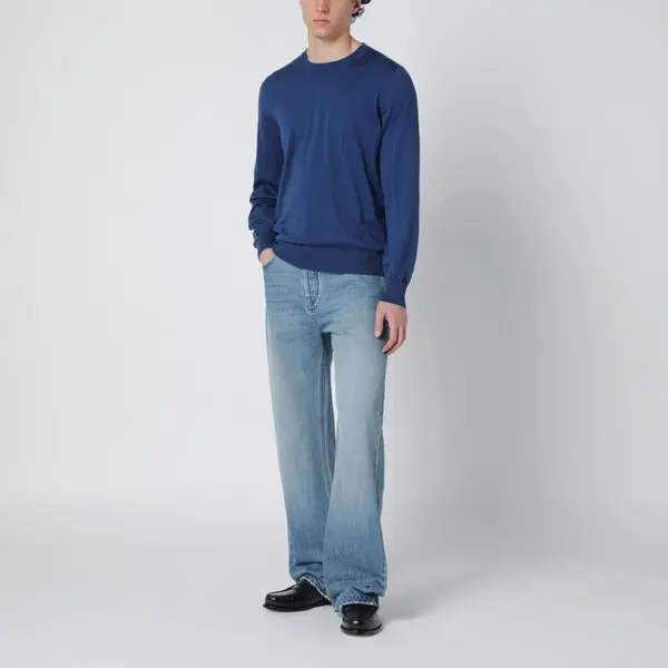 Brunello Cucinelli Cotton Crew Neck Sweater - Blue