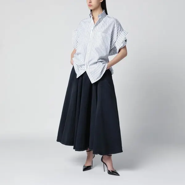 Balenciaga Maxi Godet Denim Skirt - Blue