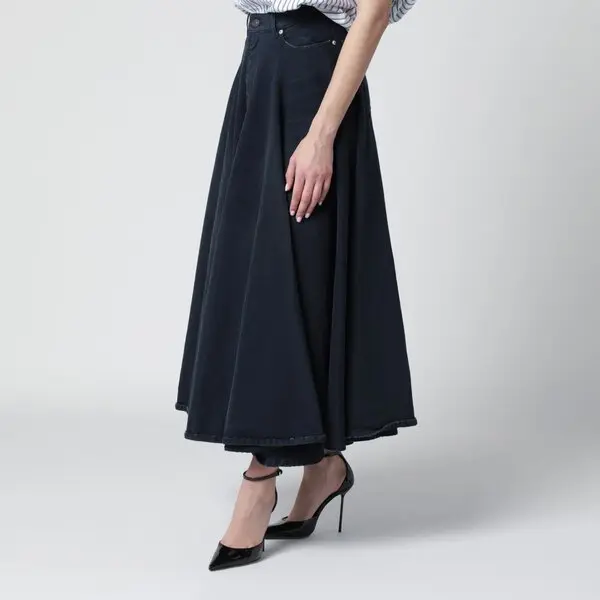 Balenciaga Maxi Godet Denim Skirt - Blue