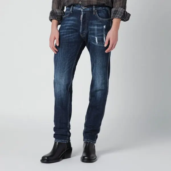 Dsquared2 Slim-fit Jeans In Washed Denim With Distressed Details - Blue