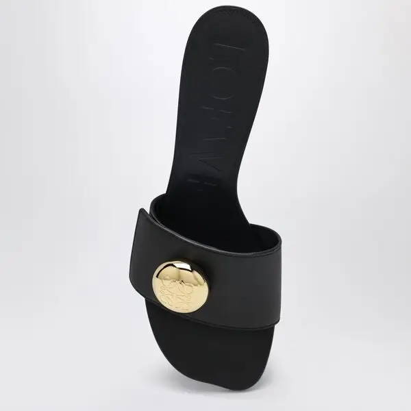 Loewe Pebble Slides In Calf Leather - Black