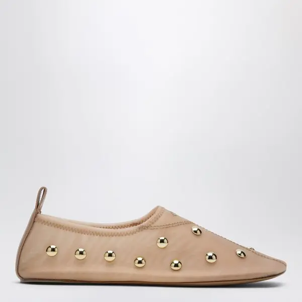 Chloé Rita Blushy Ballet Flats In Transparent Mesh - Beige