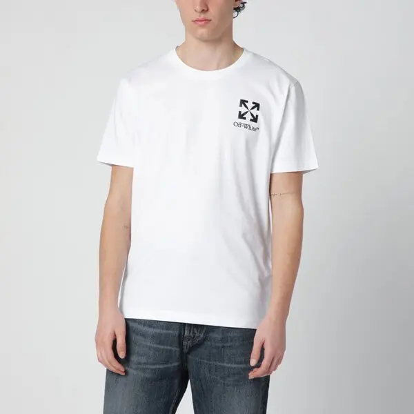 Off-White T-shirt With Small Arrow Logo - White