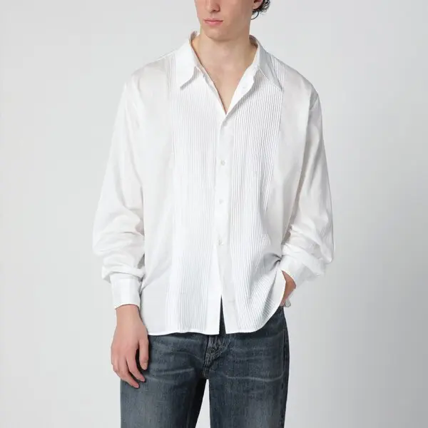Our Legacy Ivory Shirt With Pleats On The Front And Collar - Beige