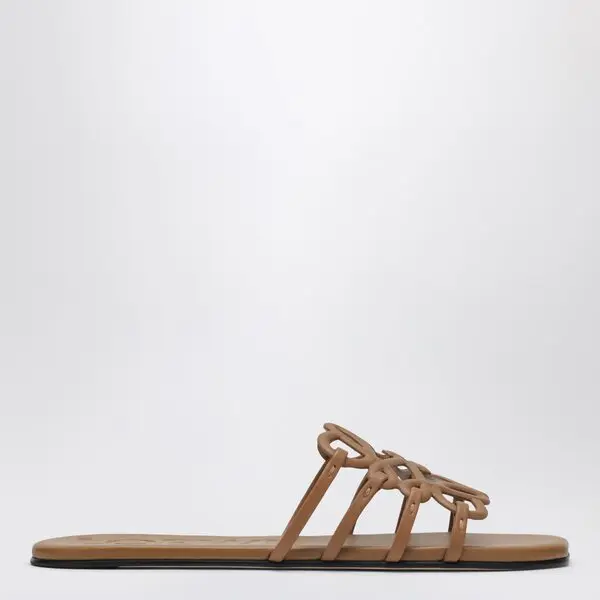 Loewe Anagram Petal Slides In Camel Leather - Beige