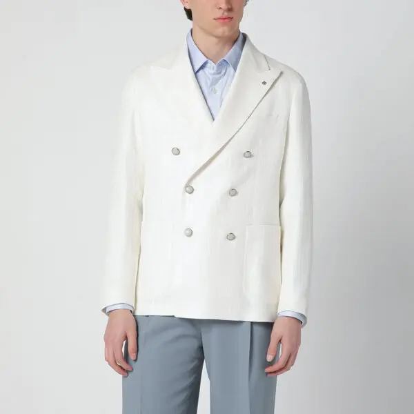 Tagliatore Double-breasted Linen-blend Jacket - White