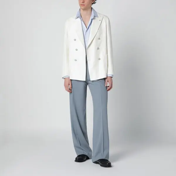 Tagliatore Double-breasted Linen-blend Jacket - White