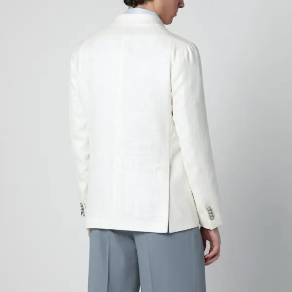 Tagliatore Double-breasted Linen-blend Jacket - White