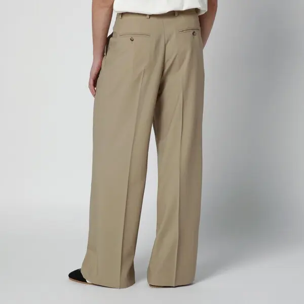 AMI Paris Wide-leg Wool Trousers - Beige