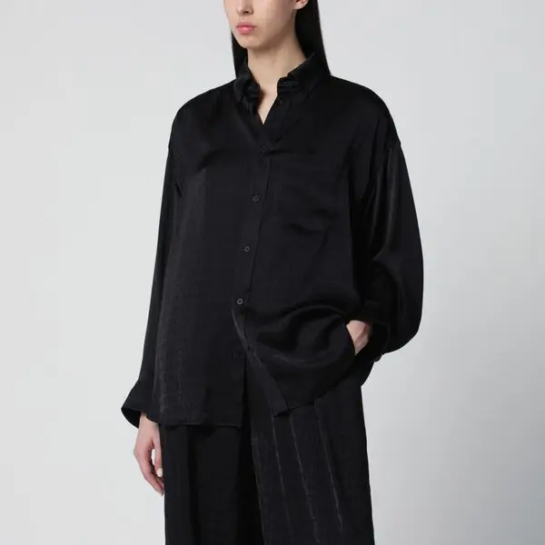 Balenciaga Pajama-style Shirt With Jacquard Logos - Black